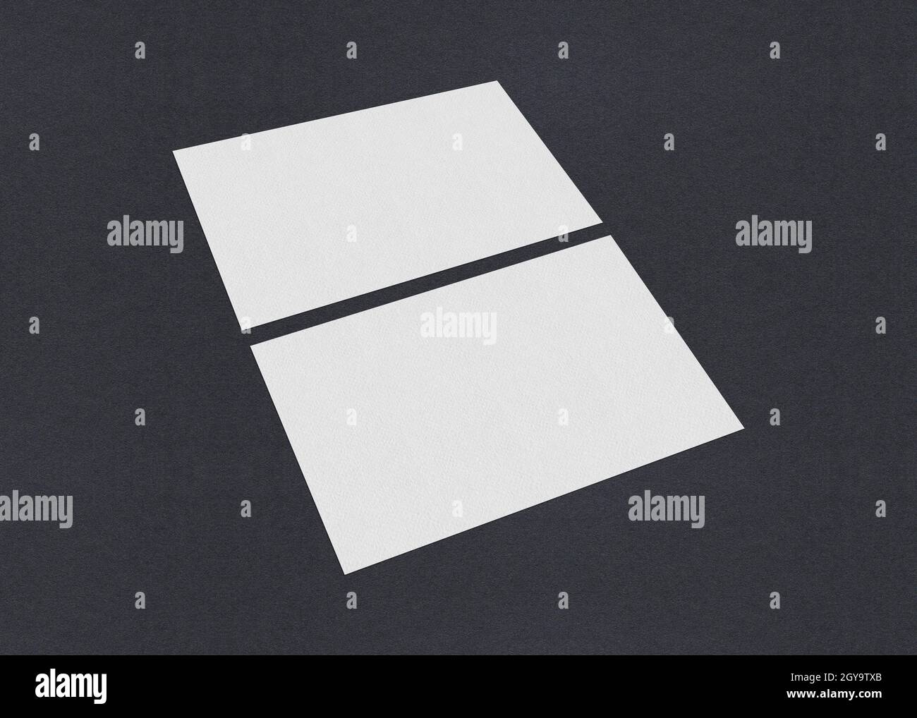 Blank white Business card mockup stacks at grey textured paper ...