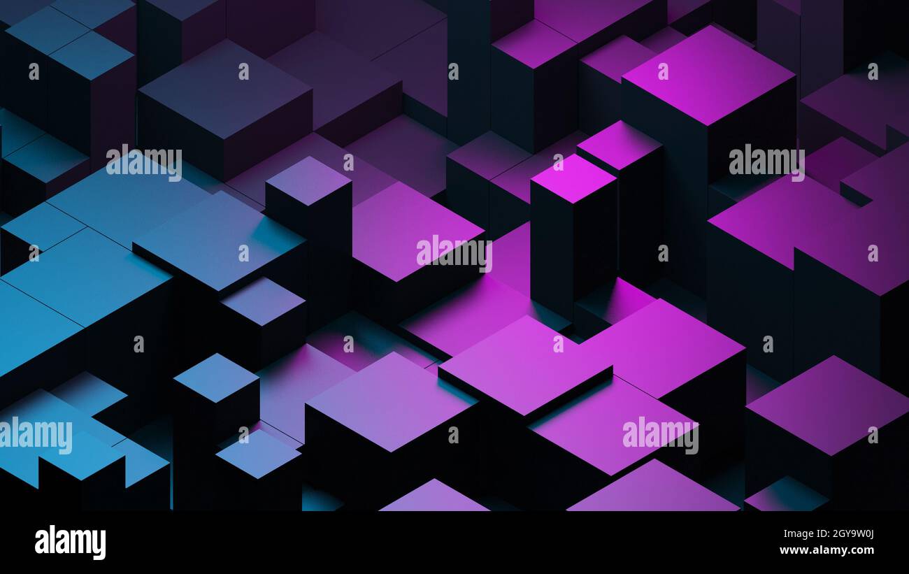 Abstract blue purple digital data background 3d render polygon ...