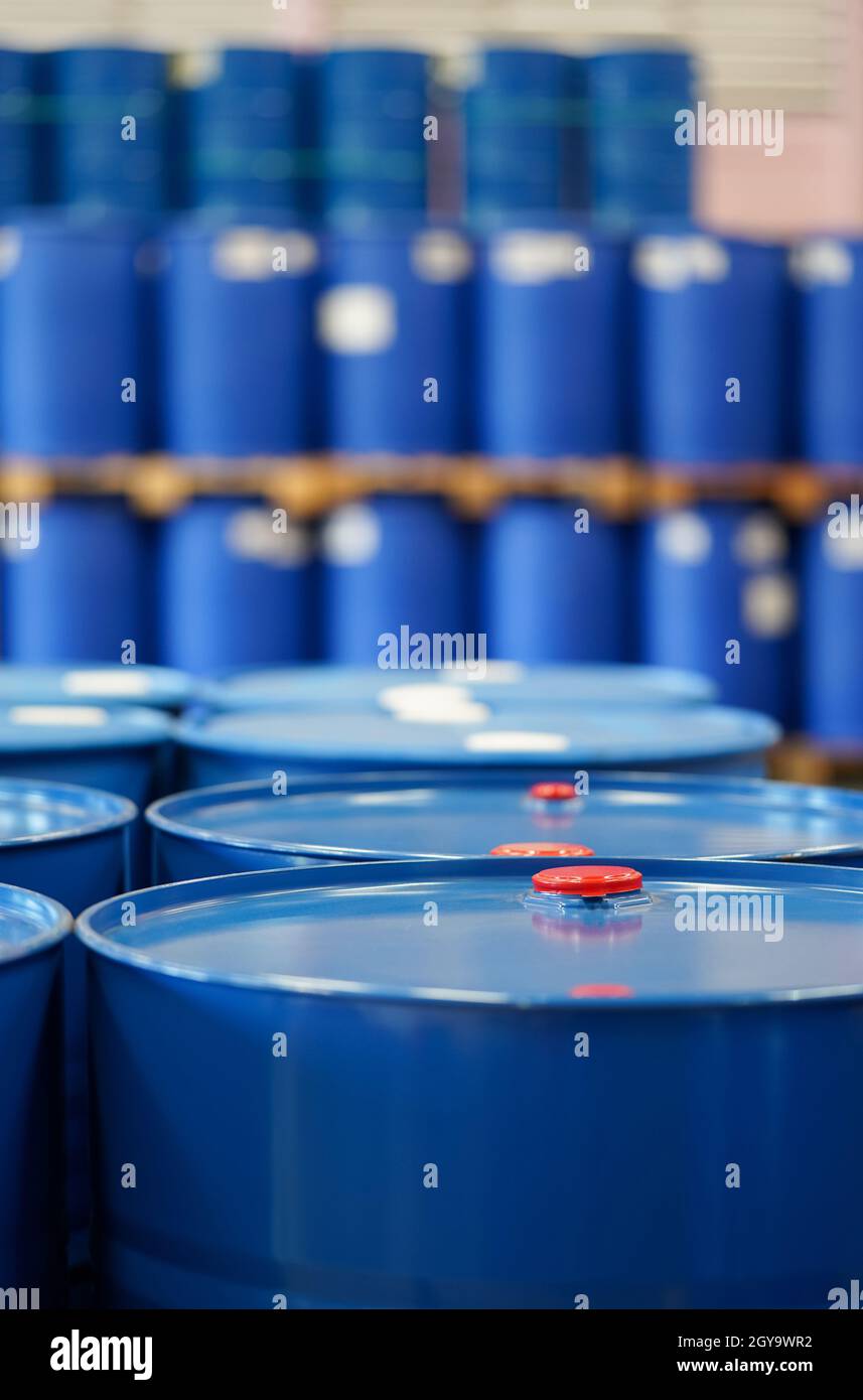 Blue shipping barrel hi-res stock photography and images - Alamy