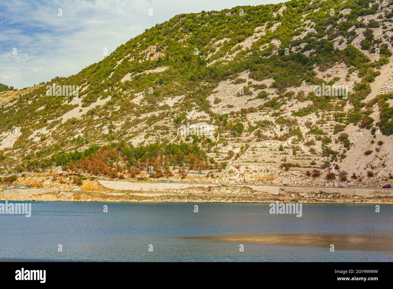 The blue bay and rocky hills of Bakarski zaliv in Bakar Croatia Stock ...