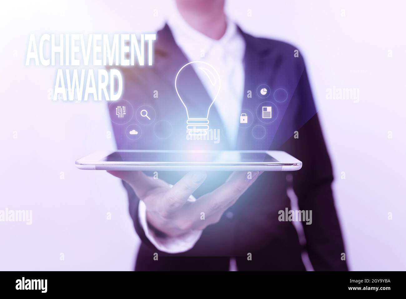 Text caption presenting Achievement Award, Concept meaning recognizes ...
