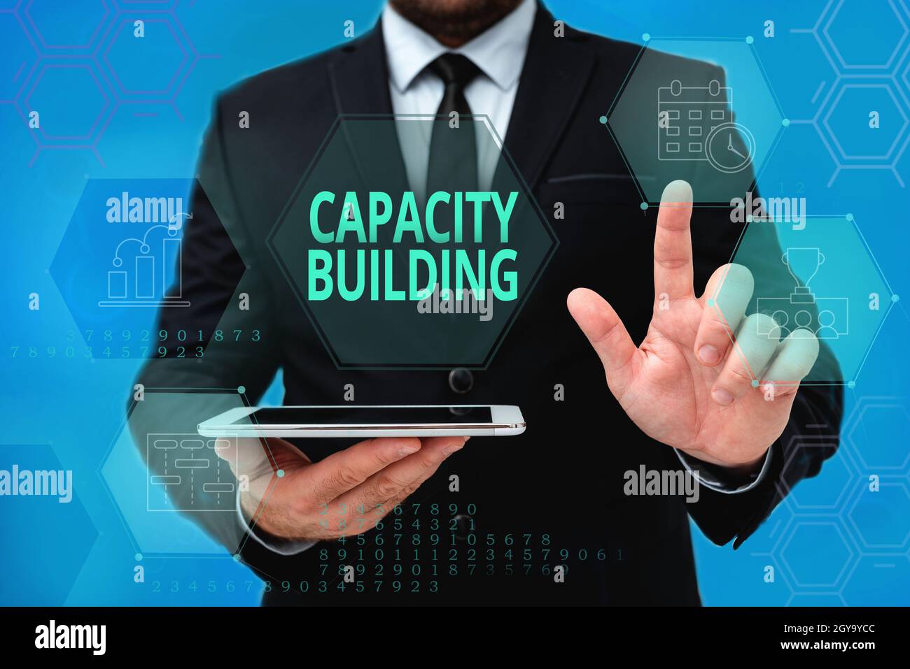 Text caption presenting Capacity Building, Conceptual photo Strengthen ...