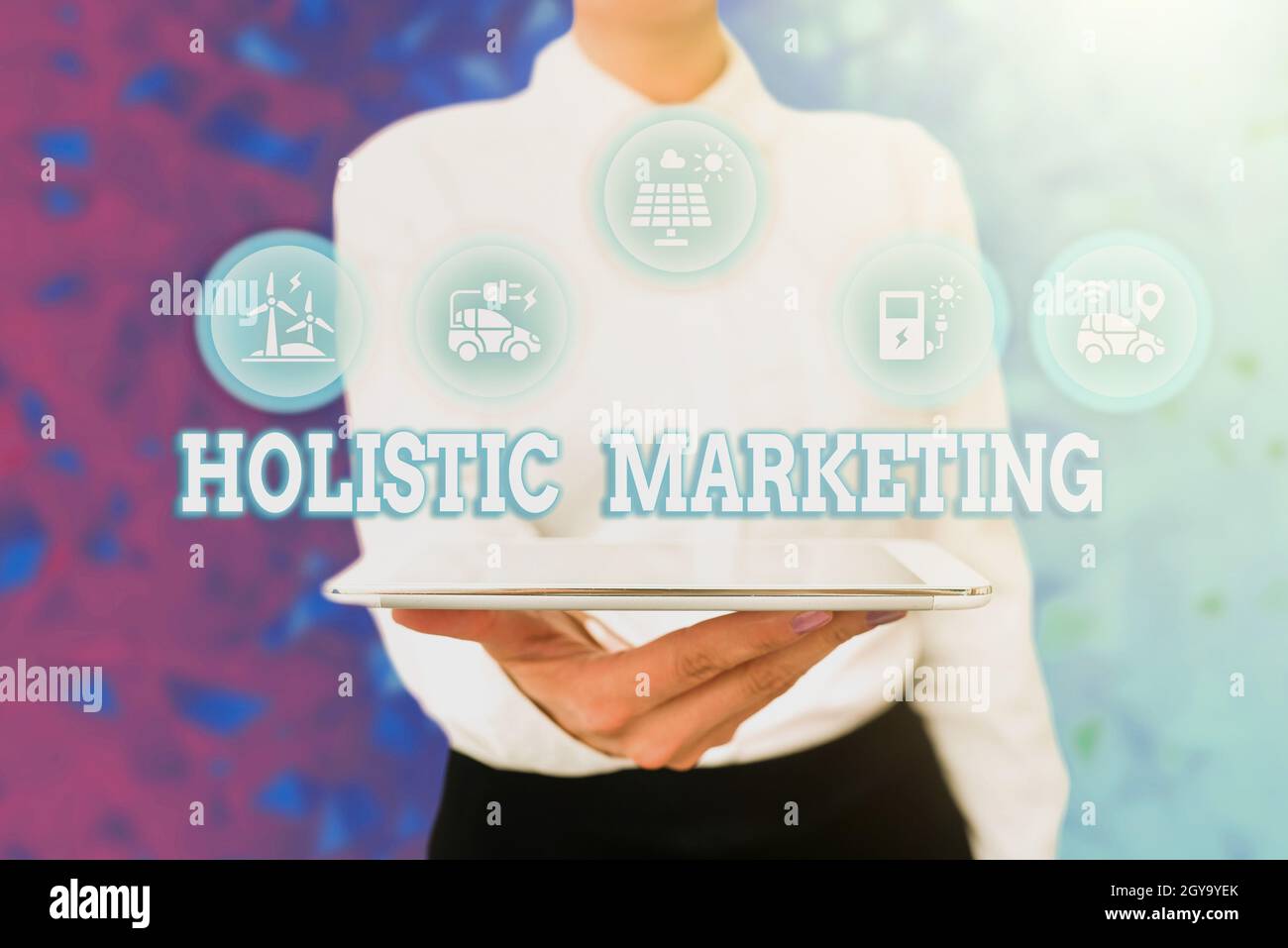 Text sign showing Holistic Marketing, Concept meaning developed by ...