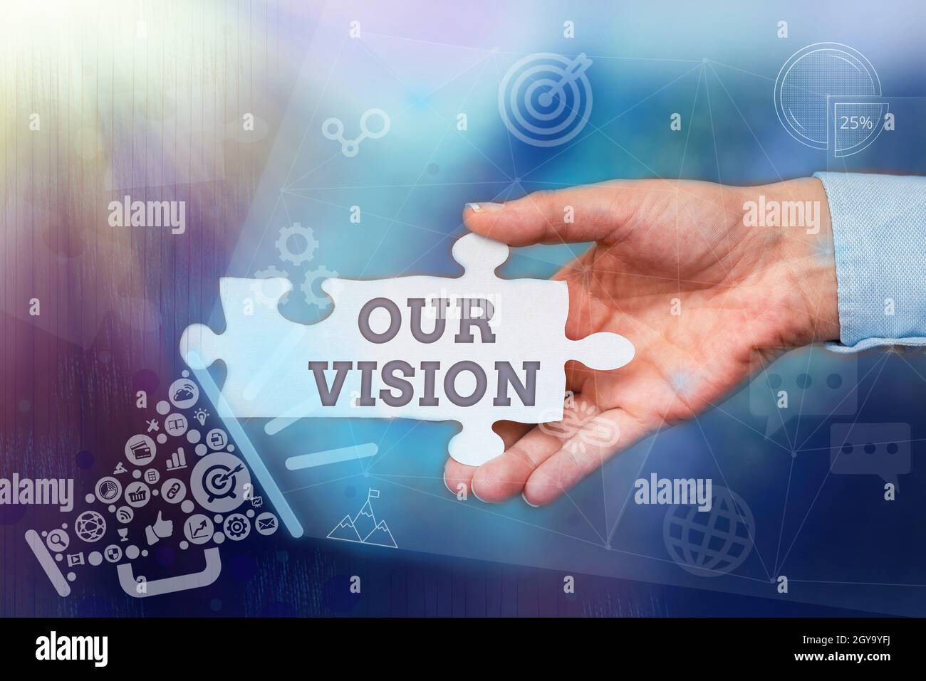 Hand writing sign Our Vision, Business showcase an aspirational ...