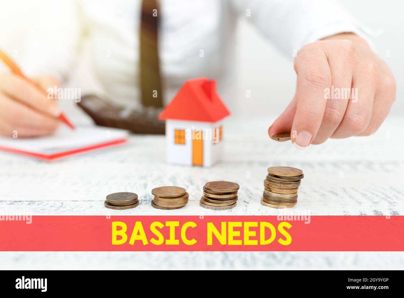 Hand writing sign Basic Needs, Business showcase necessary to sustain ...