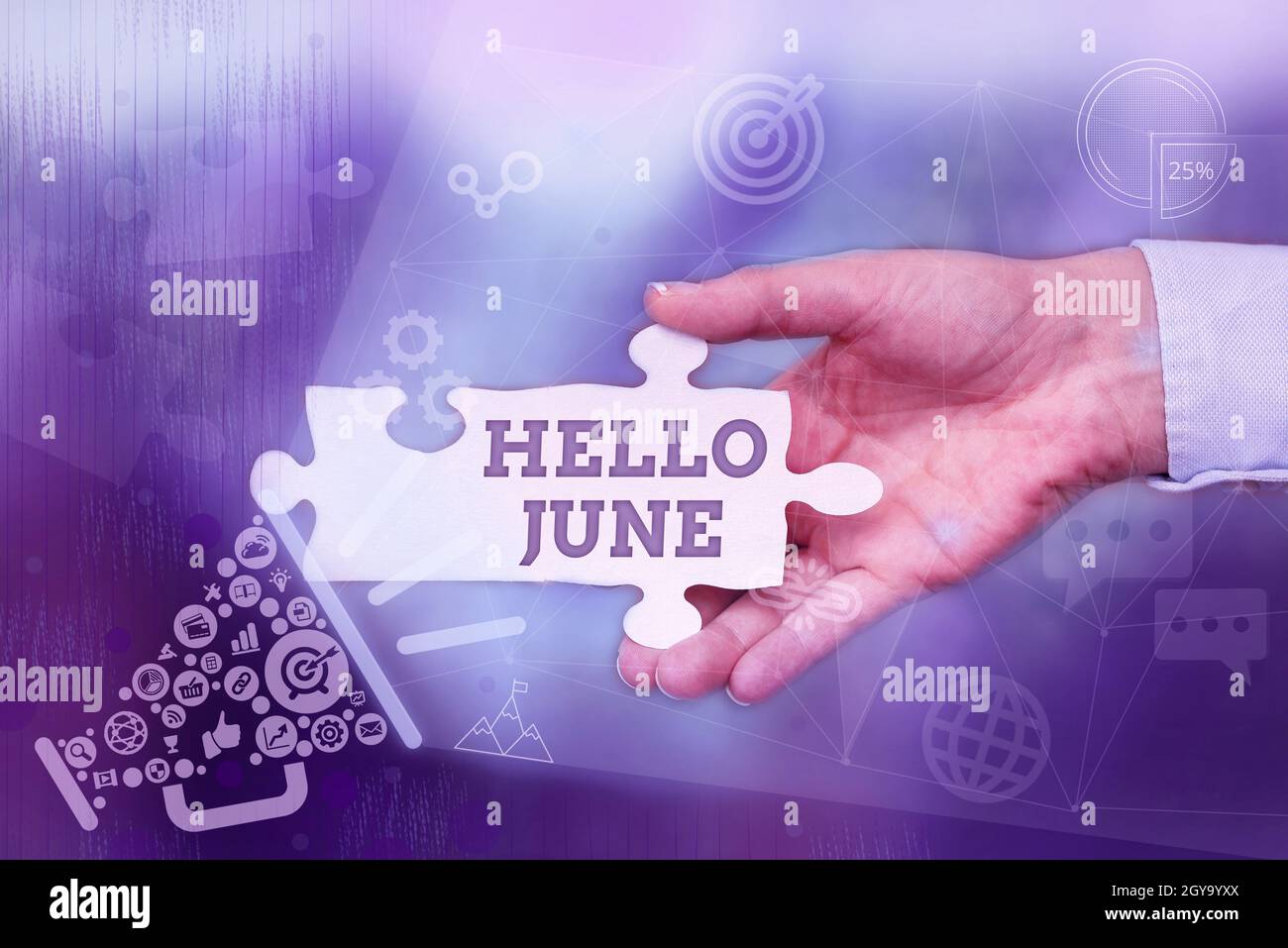 Conceptual display Hello June, Word for a new month to plan your ...