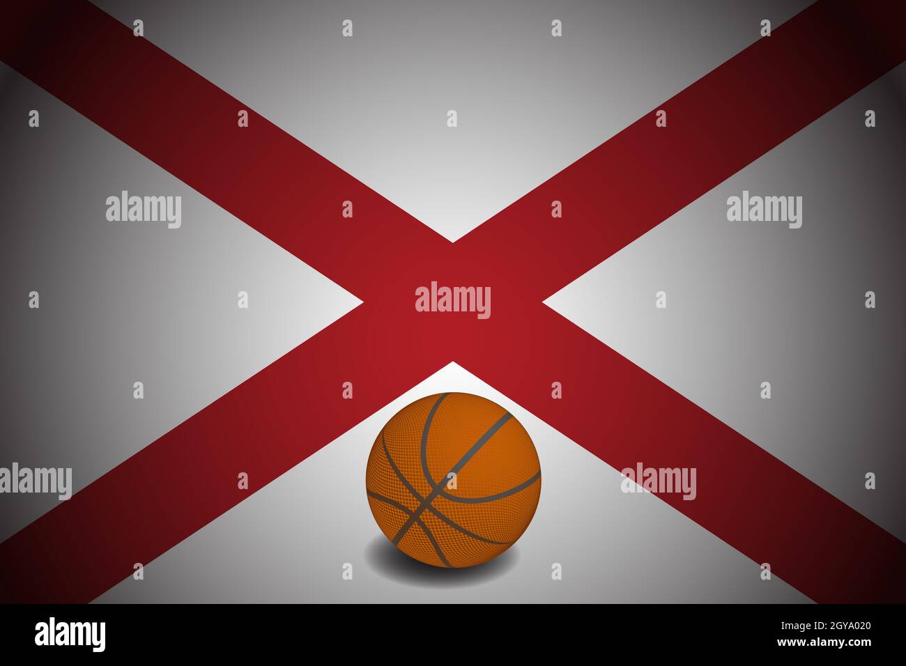 Alabama flag with realistic basketball ball, vector Stock Vector Image ...