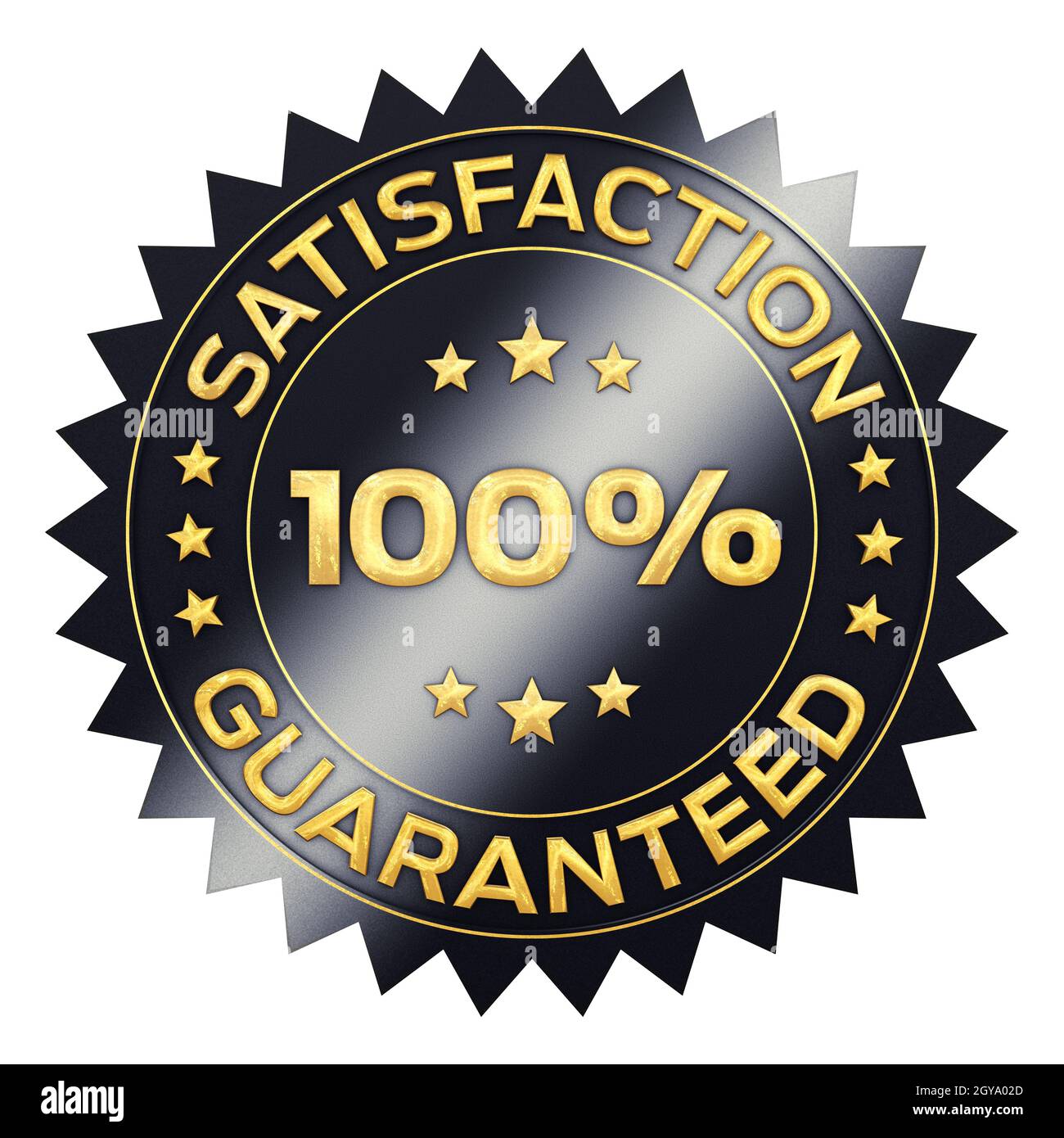 100 percent satisfaction guaranteed , black and gold warranty label ...