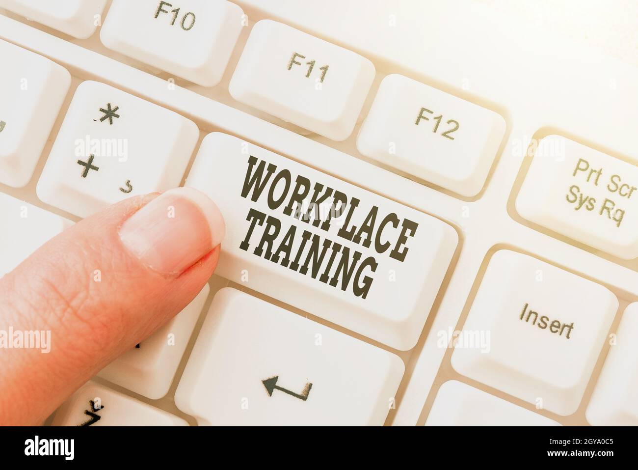 Hand writing sign Workplace Training, Internet Concept the acquisition ...