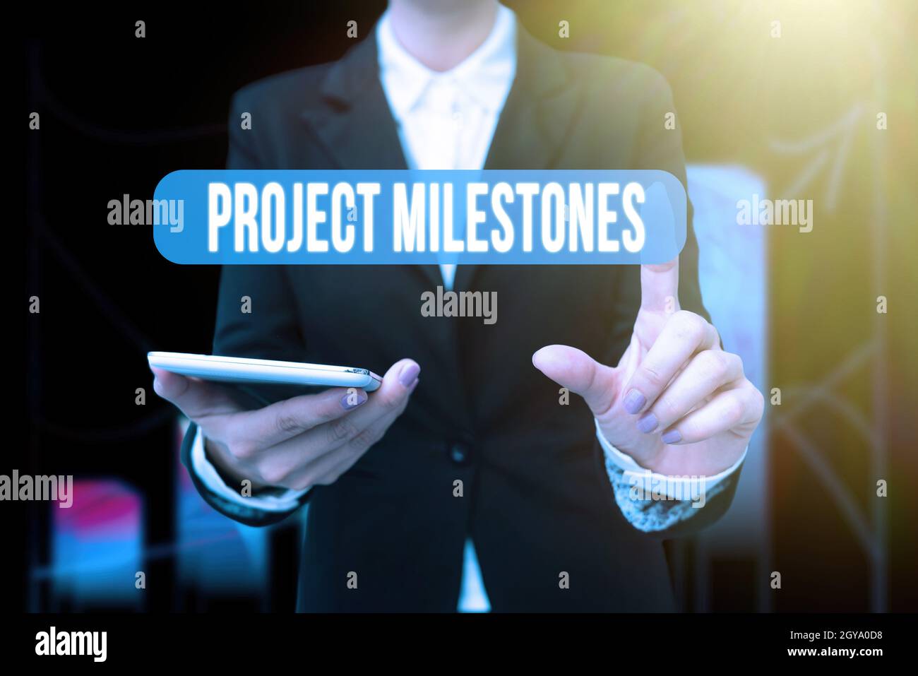 Hand writing sign Project Milestones, Word for duration that shows an ...