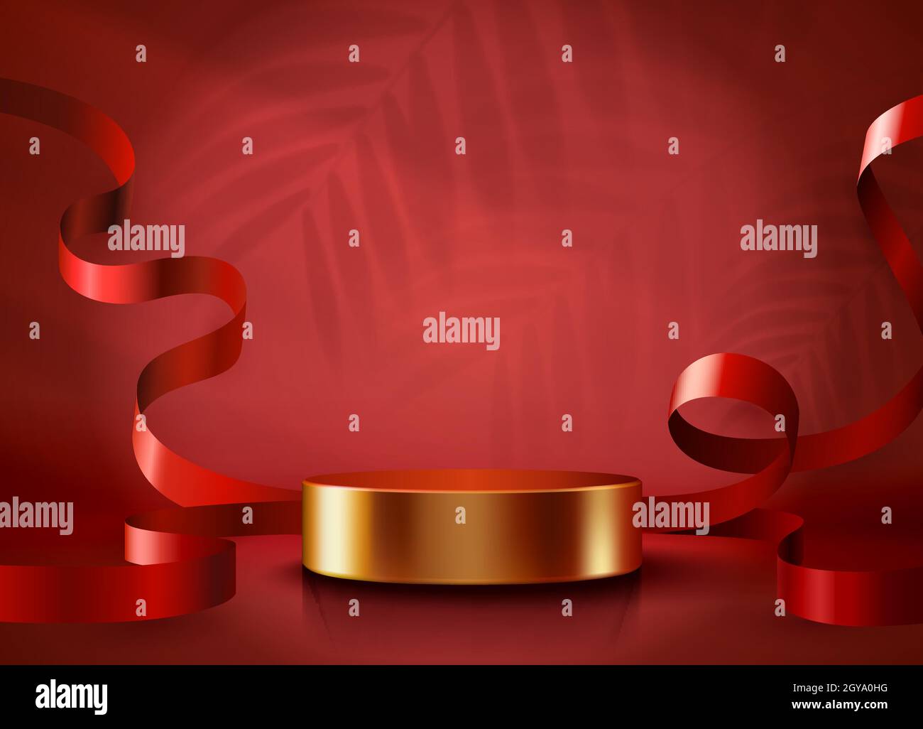 Abstract scene background. Cylinder podium background with confetti and ...