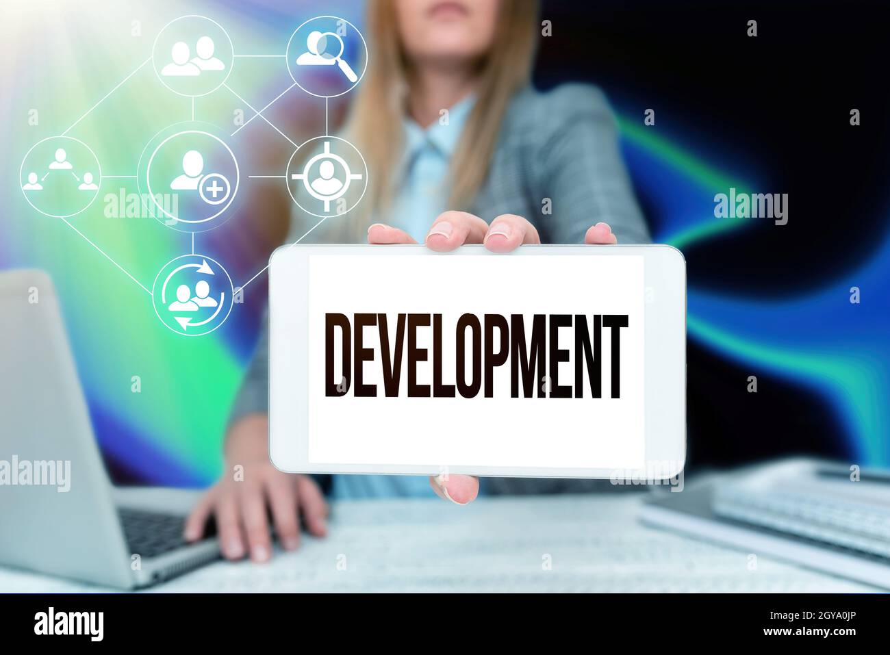 Sign displaying Development, Business idea a cycle in which somebody or ...