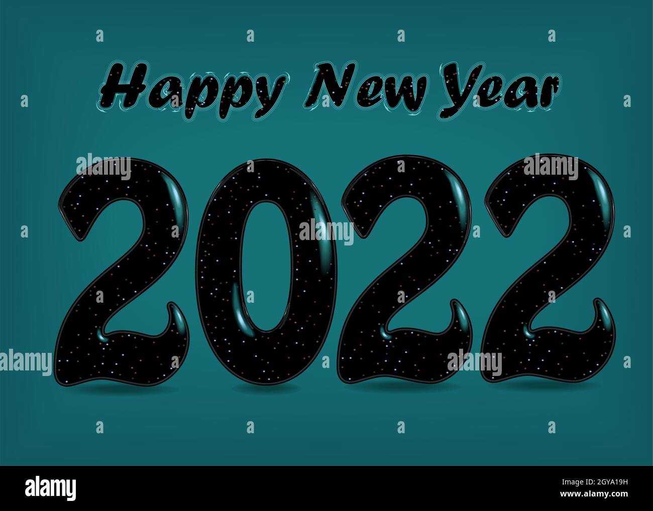 Happy New Year. Black number 2022 with blurs and sparkls. Vector ...
