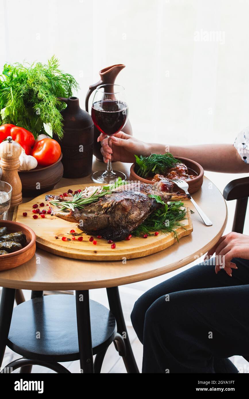 georgian national food. menu. georgian cuisine restaurant Stock Photo ...