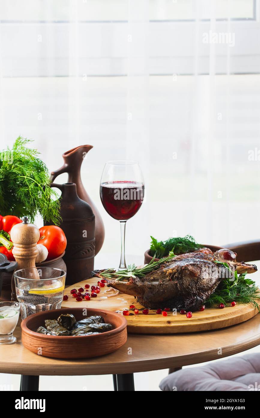 georgian national food. menu. georgian cuisine restaurant Stock Photo ...