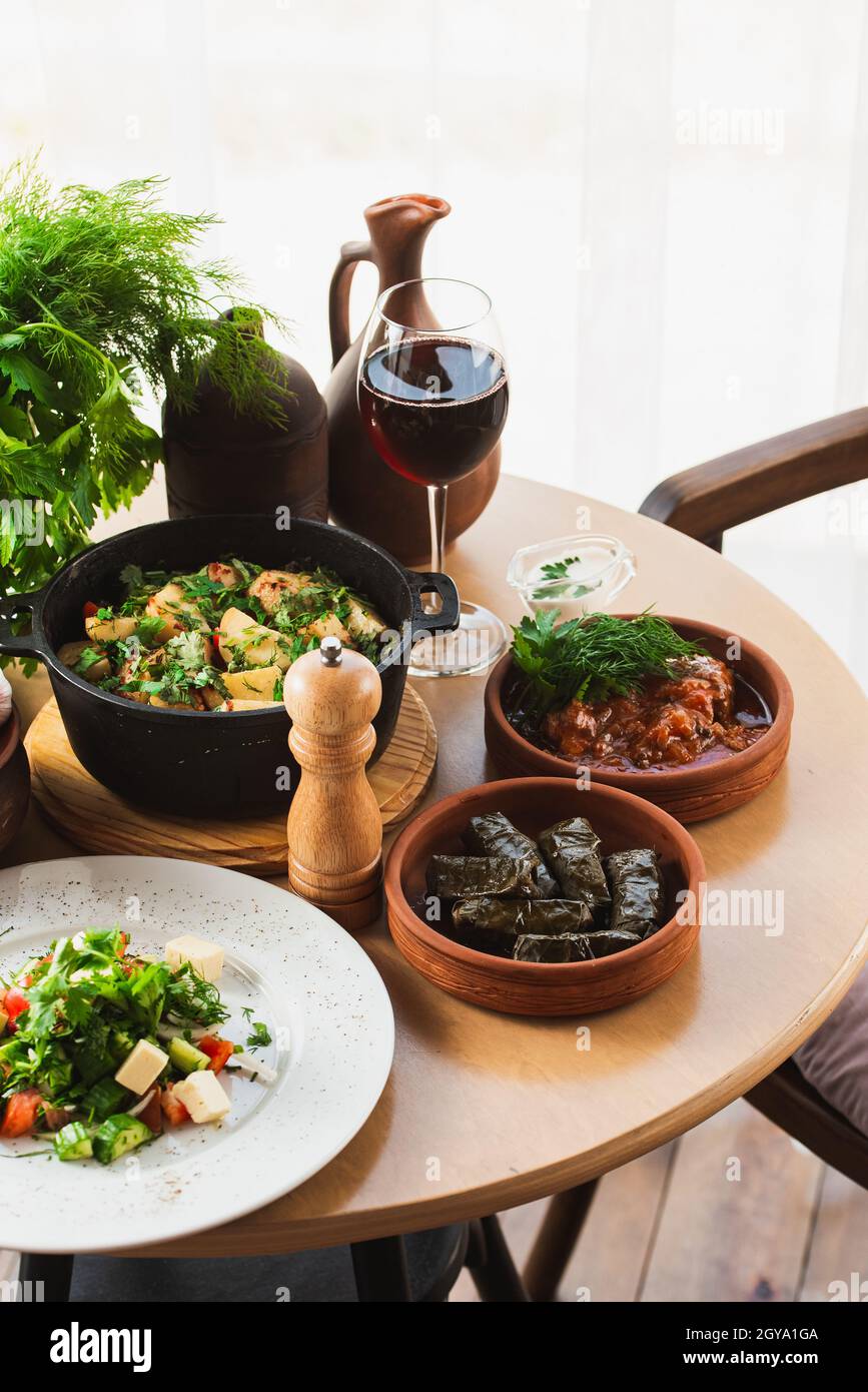 georgian national food. menu. georgian cuisine restaurant Stock Photo ...