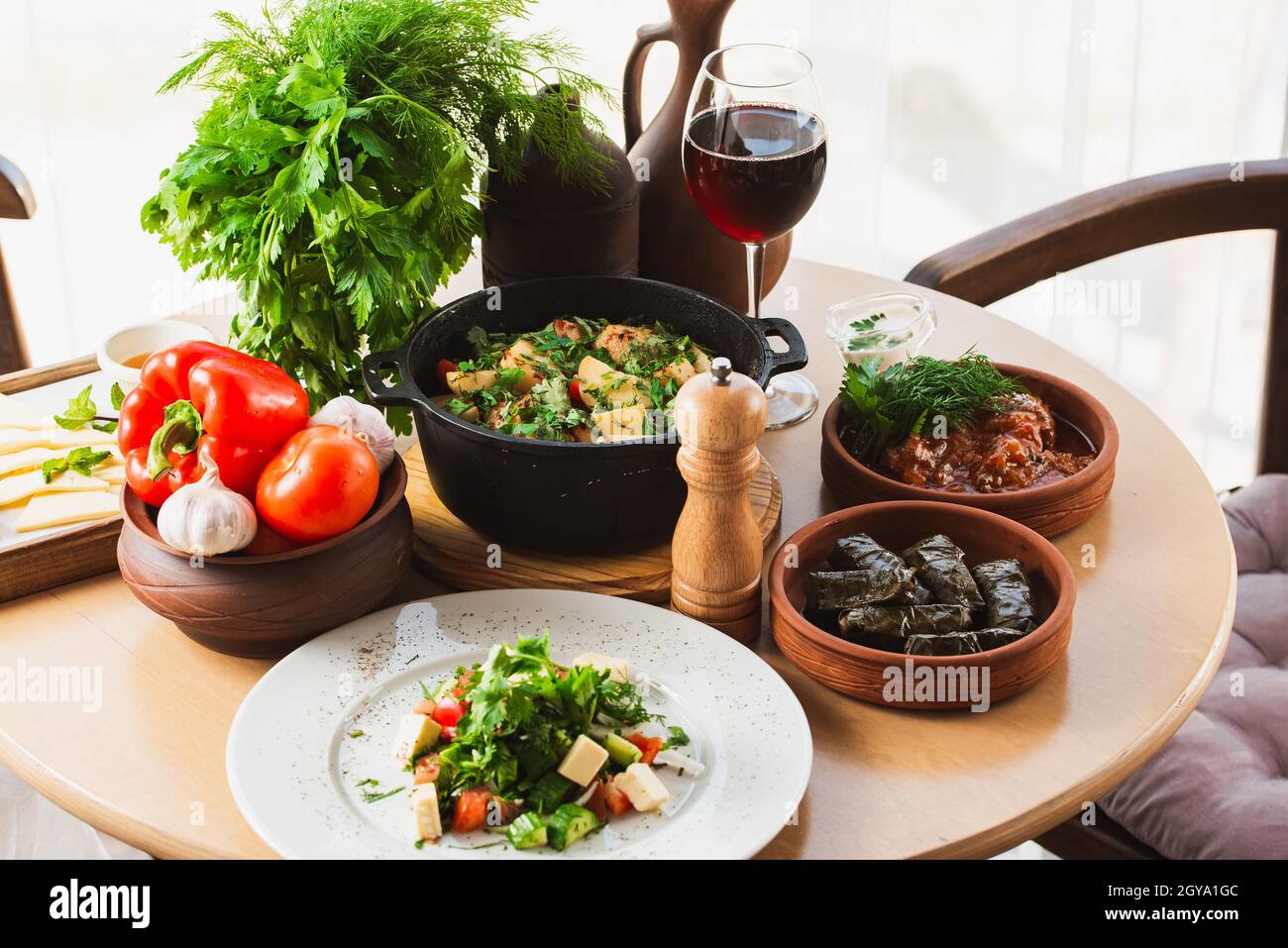 georgian national food. menu. georgian cuisine restaurant Stock Photo ...