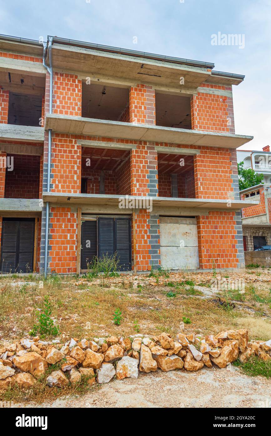 Old abandoned broken and dirty house building in Novi Vinodolski ...
