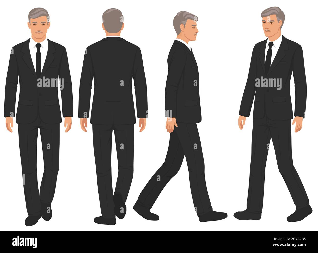 fashion man isolated, front, back and side view, vector illustration ...