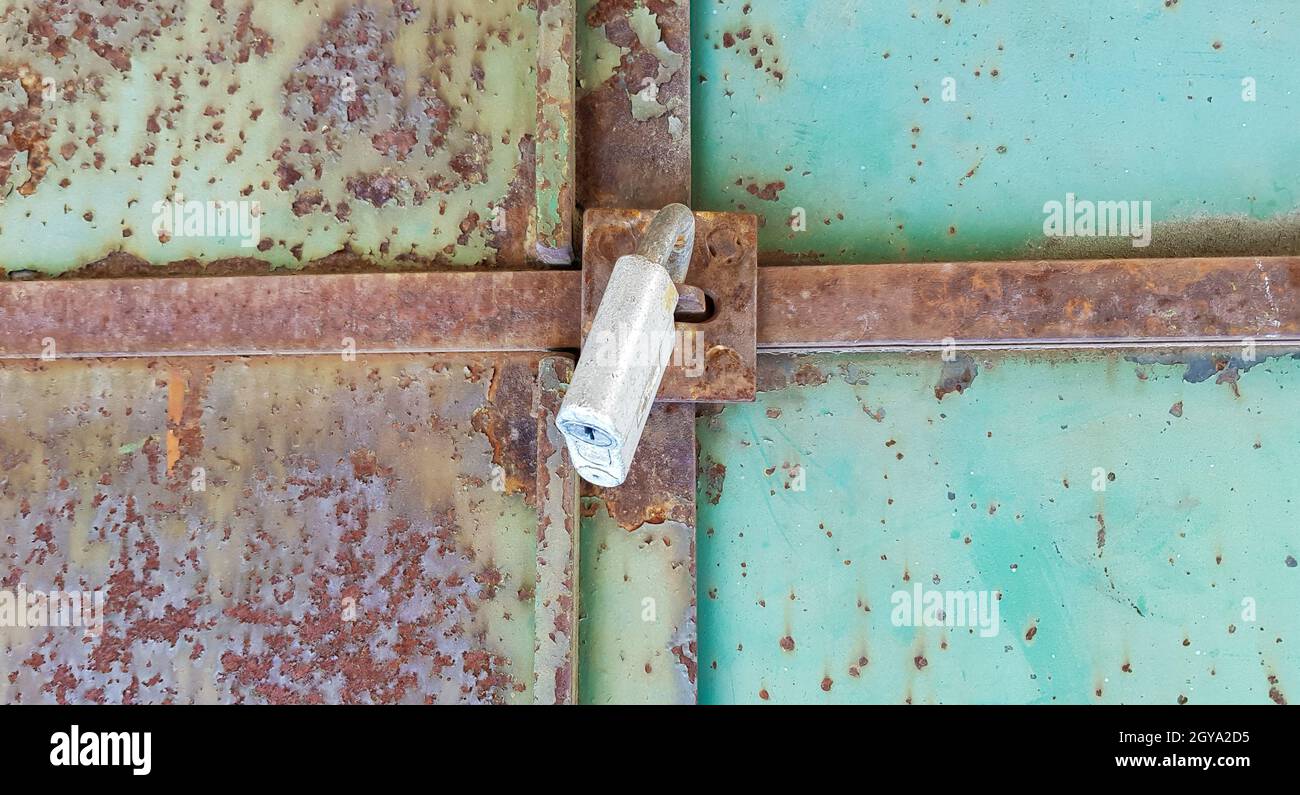 metal door with lock, texture and background. Background texture of an ...
