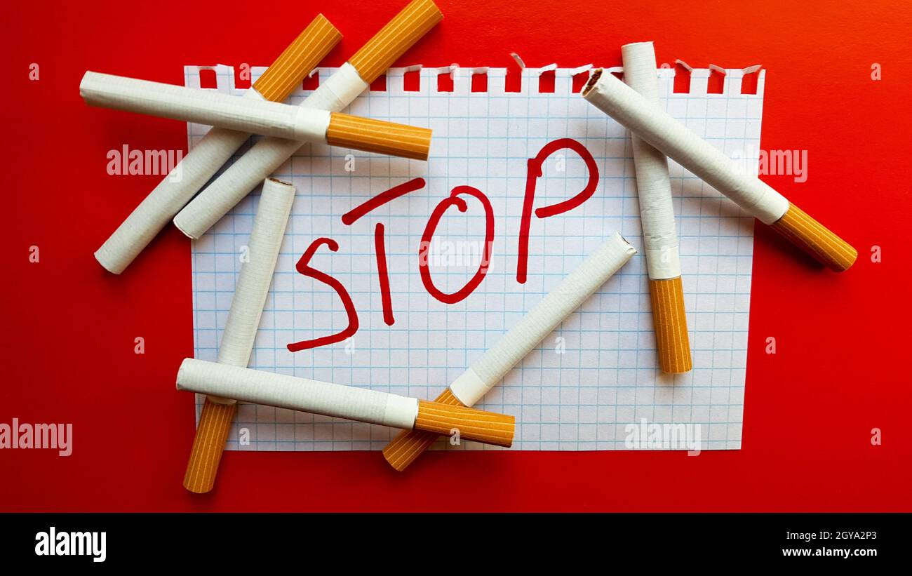 A sticker that says Stop is in a pack of cigarettes. World No Tobacco ...