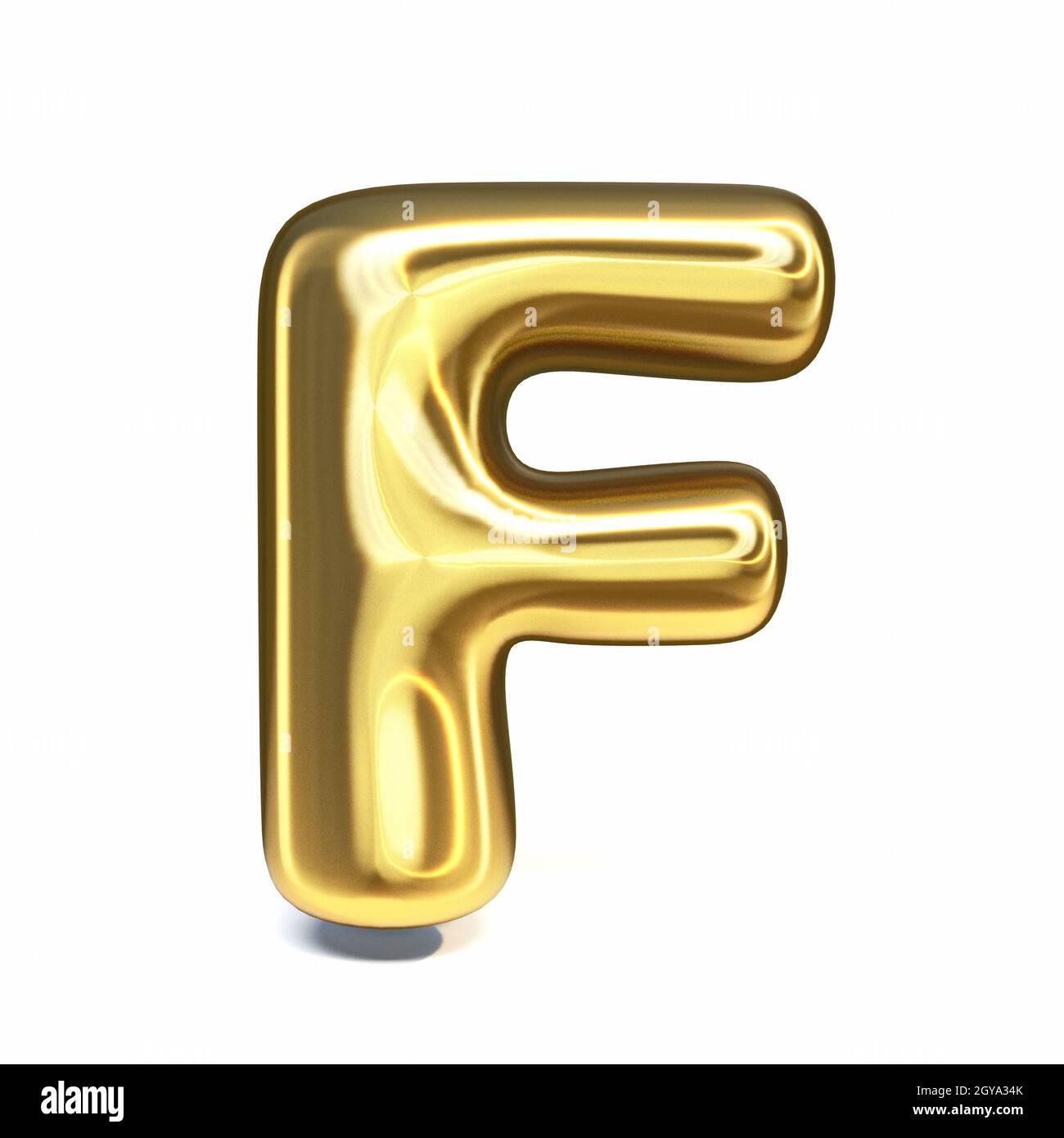 Golden font Letter F 3D rendering illustration isolated on white ...