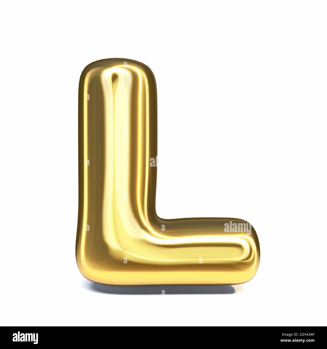 Golden font Letter L 3D rendering illustration isolated on white ...