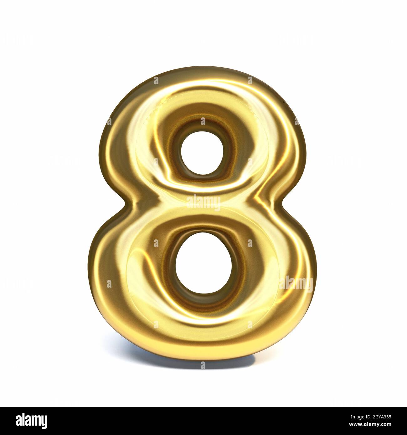 Golden font Number 8 EIGHT 3D rendering illustration isolated on white ...