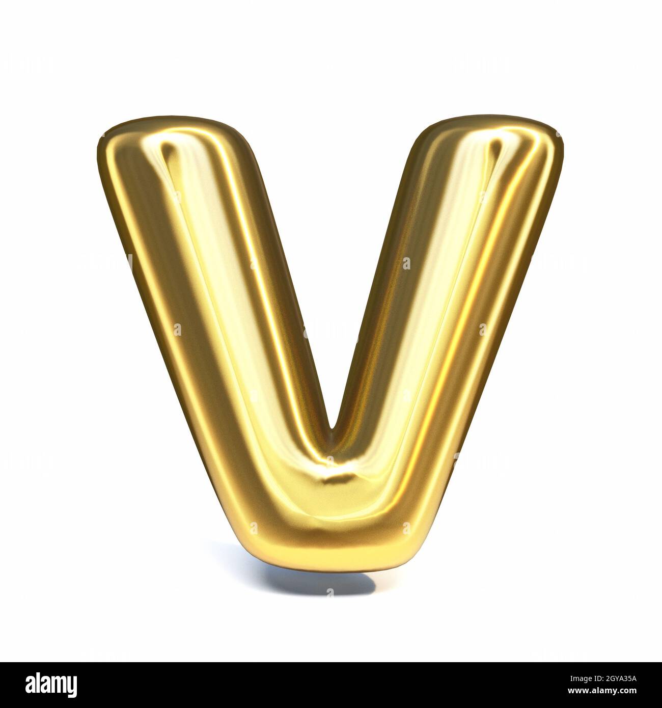 Golden font Letter V 3D rendering illustration isolated on white ...