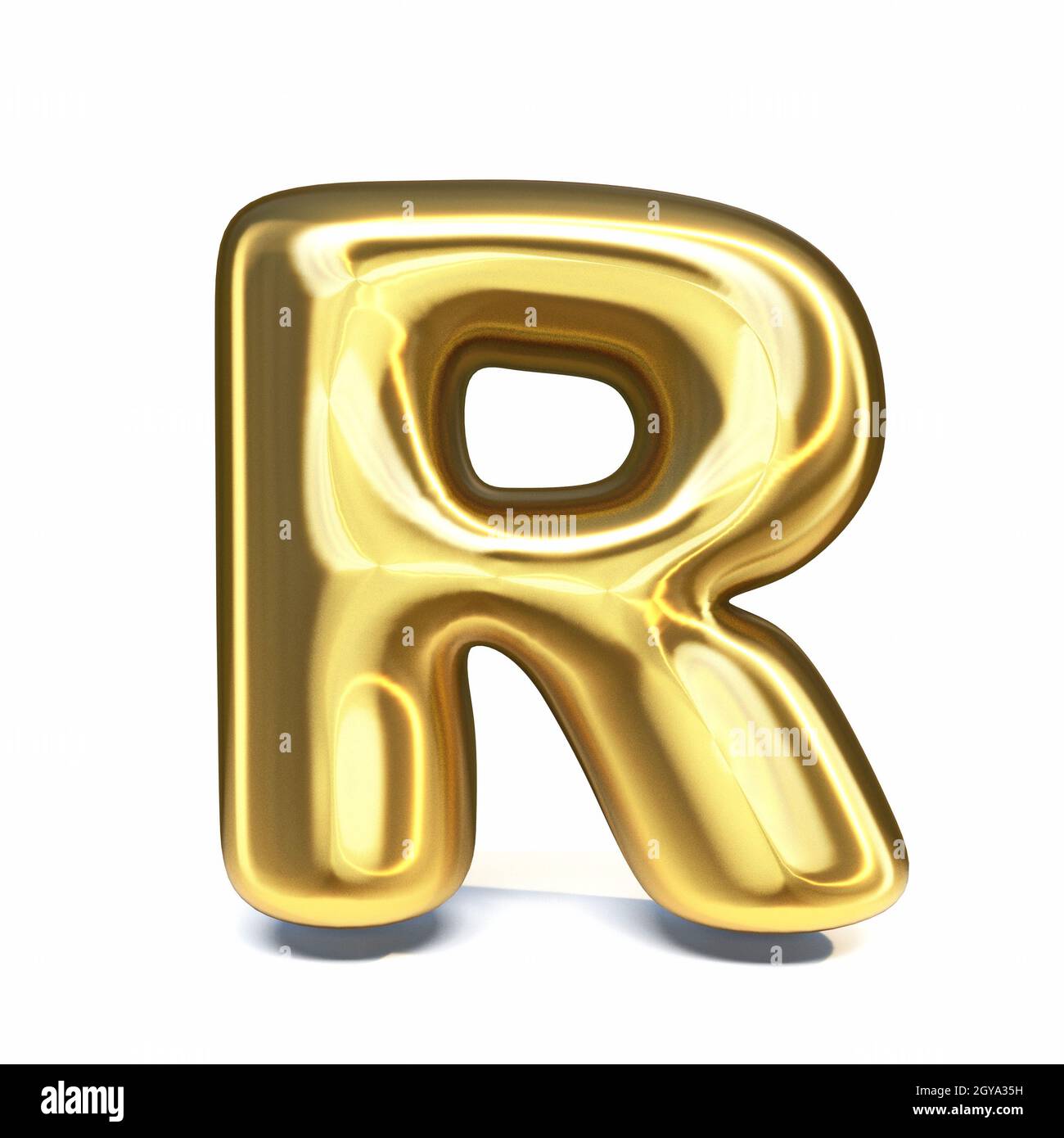 Golden font Letter R 3D rendering illustration isolated on white ...