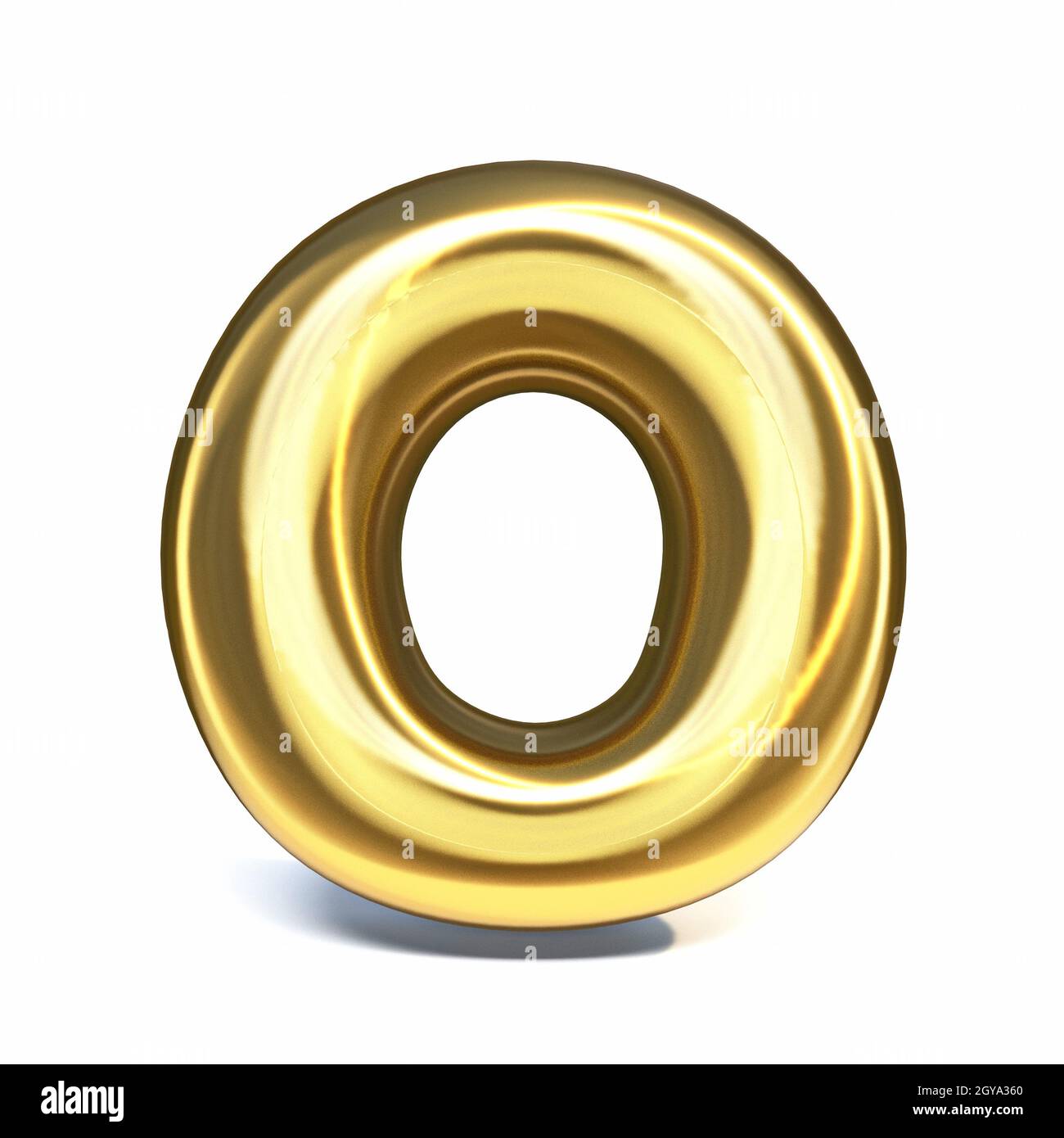 Golden font Letter O 3D rendering illustration isolated on white ...