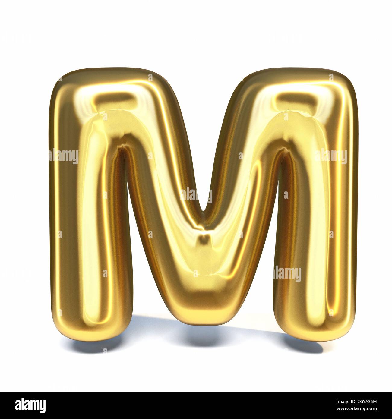 Golden font Letter M 3D rendering illustration isolated on white ...