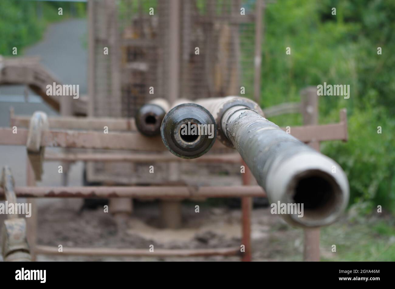 Industrial site, geotechnical drilling rig core barrels Stock Photo - Alamy