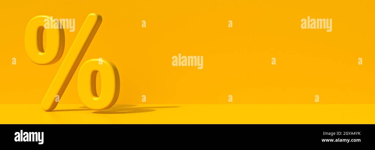 Percent sign 3D render illustration isolated on yellow background Stock ...