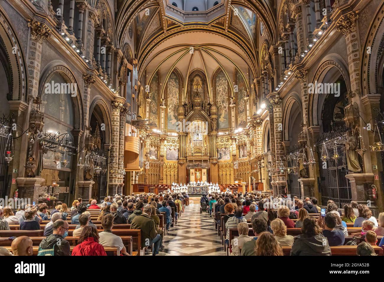 Barcelona, Spain - September 21, 2021: Celebration of Holy Mass in the ...