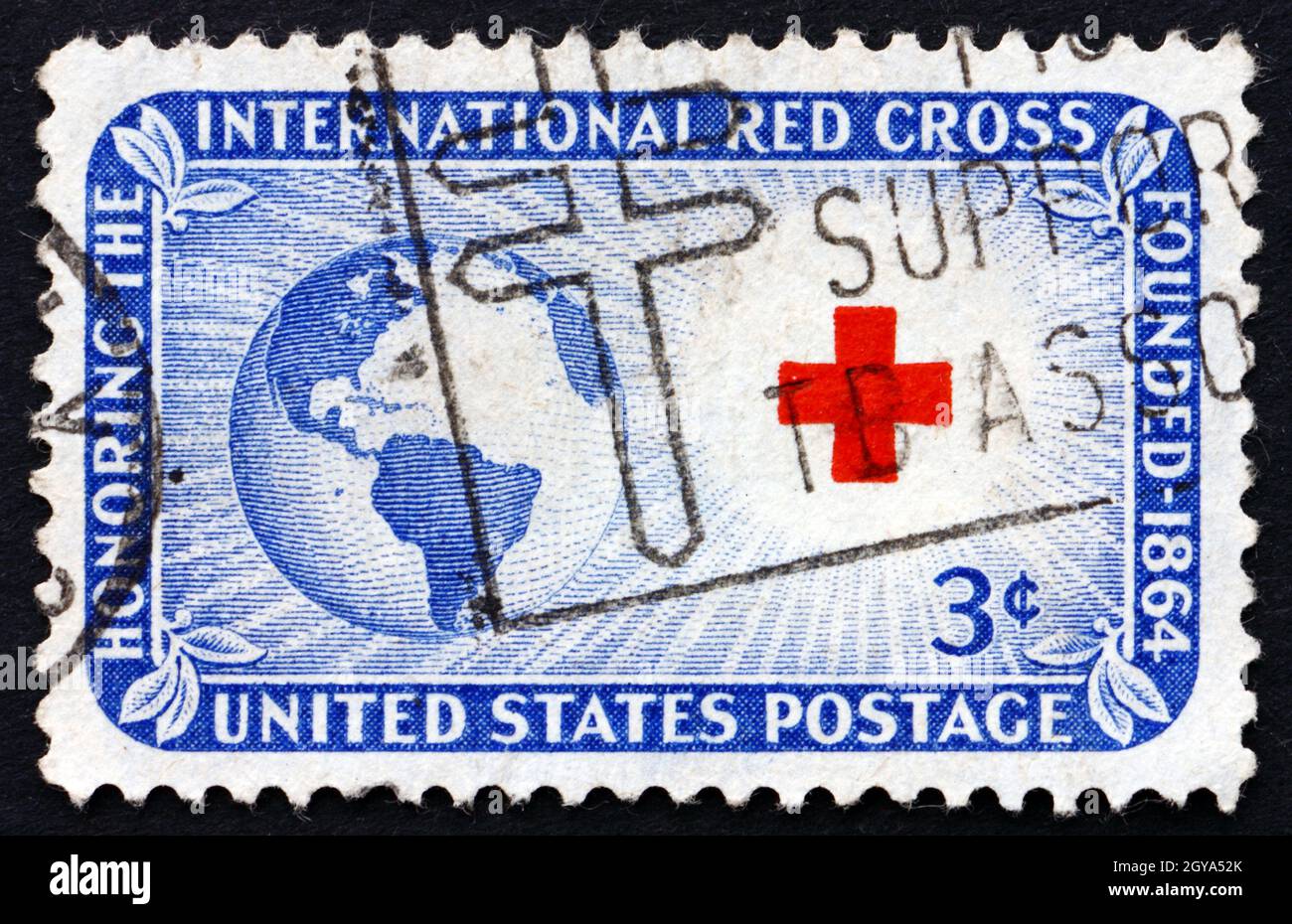 USA - CIRCA 1952: a stamp printed in the USA dedicated to Red Cross ...