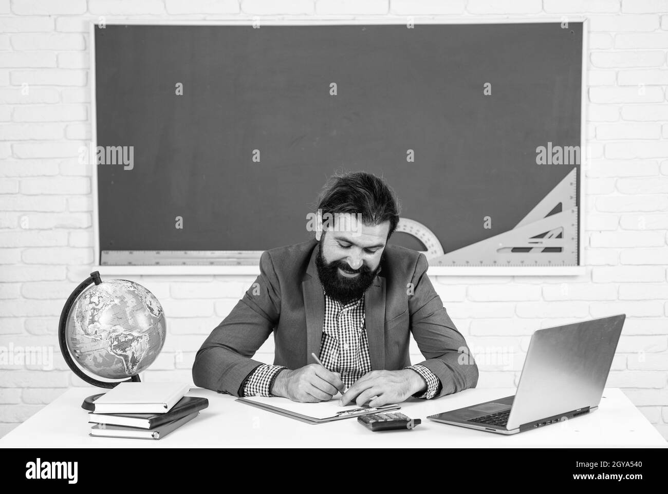 Angry teacher student classroom Black and White Stock Photos & Images ...