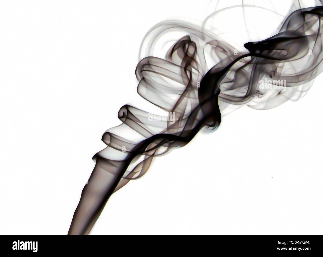 Macro closeup of black transparent silky smoke floating with elegant ...