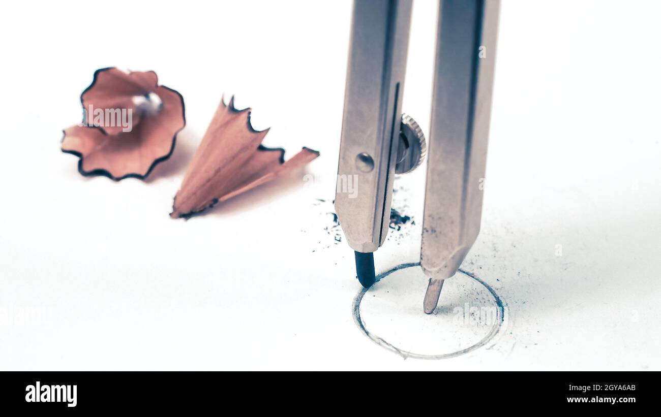 Macro detail closeup of a rotring school geometry drawing compass ...