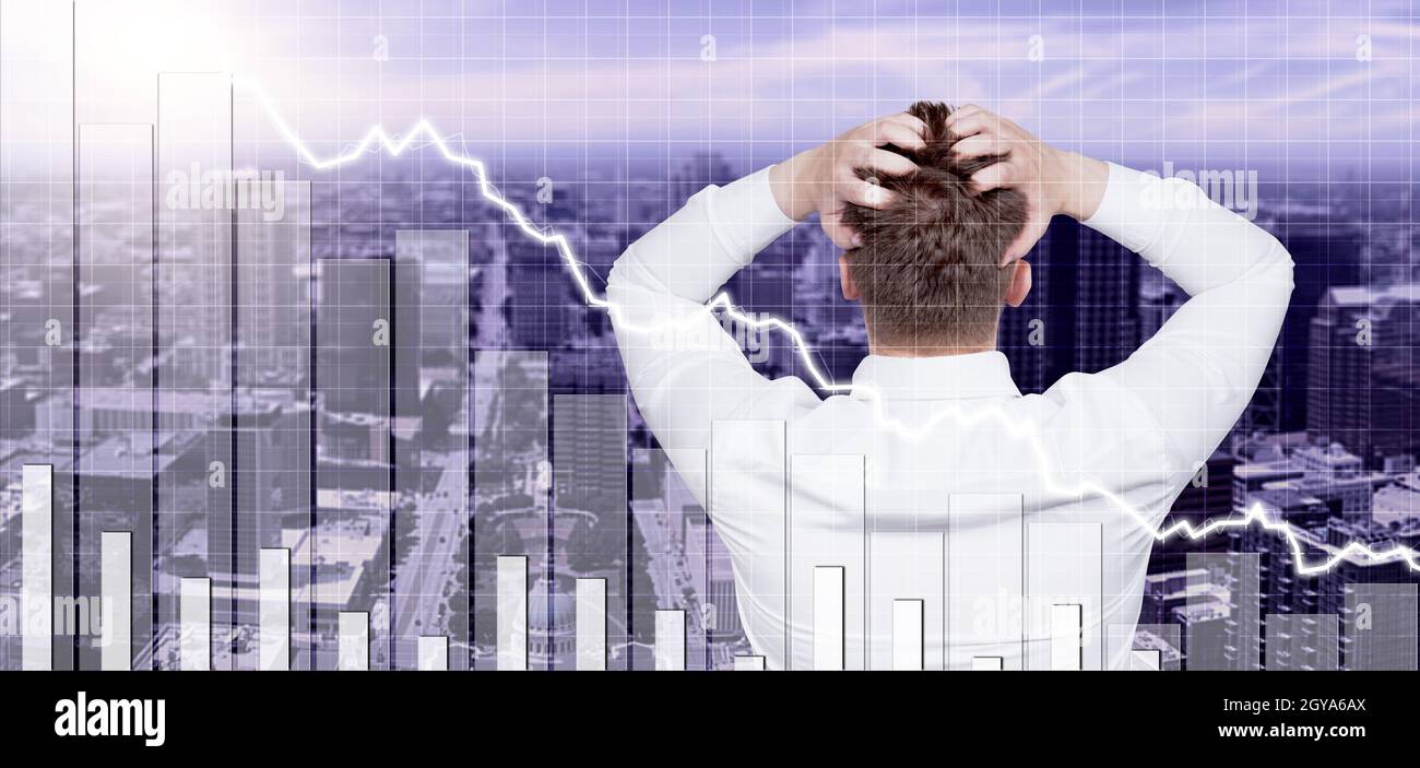 Graphs representing the stock market crash. 3d illustration Stock Photo ...