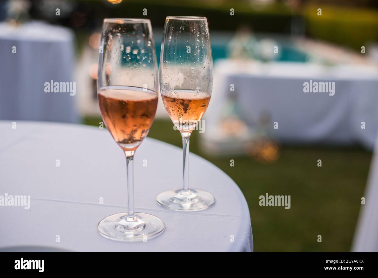 Glasses of rose wine in a restaurant Stock Photo - Alamy