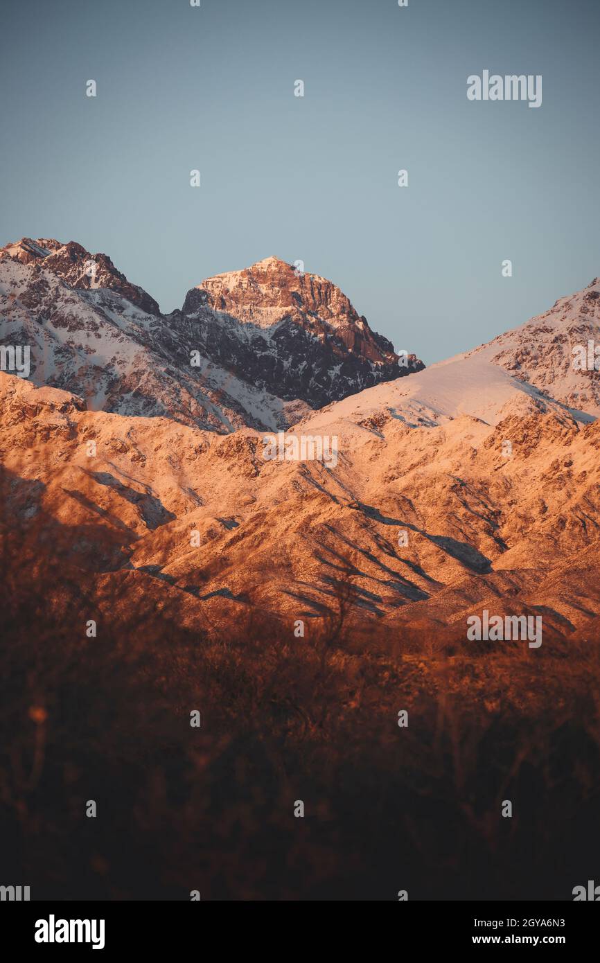 vertical view of the frontal of the central andes mountain range Stock ...