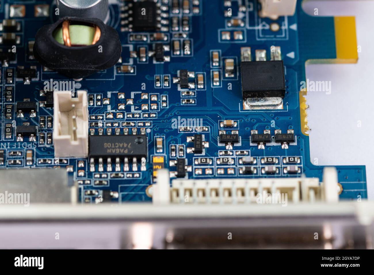 electronic board of a pc disassembled on a white surface Stock Photo ...