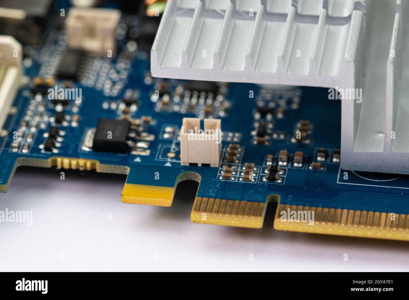 electronic board of a pc disassembled on a white surface Stock Photo ...
