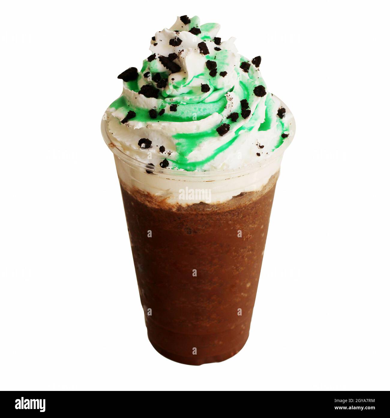 Mint chocolate frappe isolated on white background Stock Photo - Alamy
