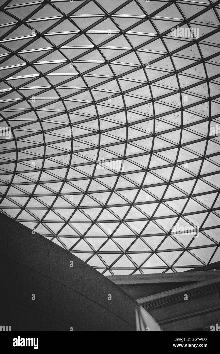 Glass and steel architecture at British museum in London, England Stock ...