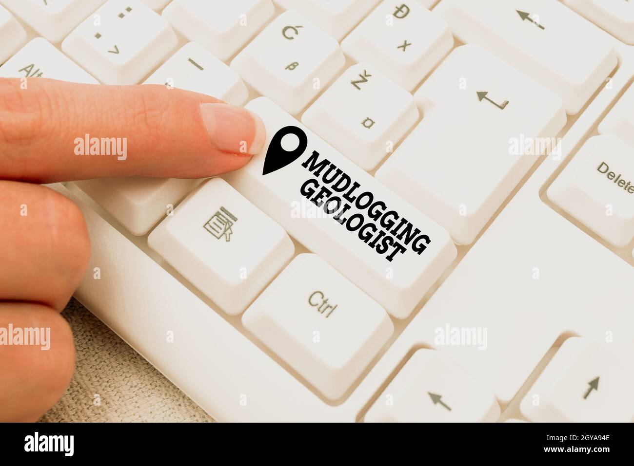 Hand writing sign Mudlogging Geologist, Business concept gather ...