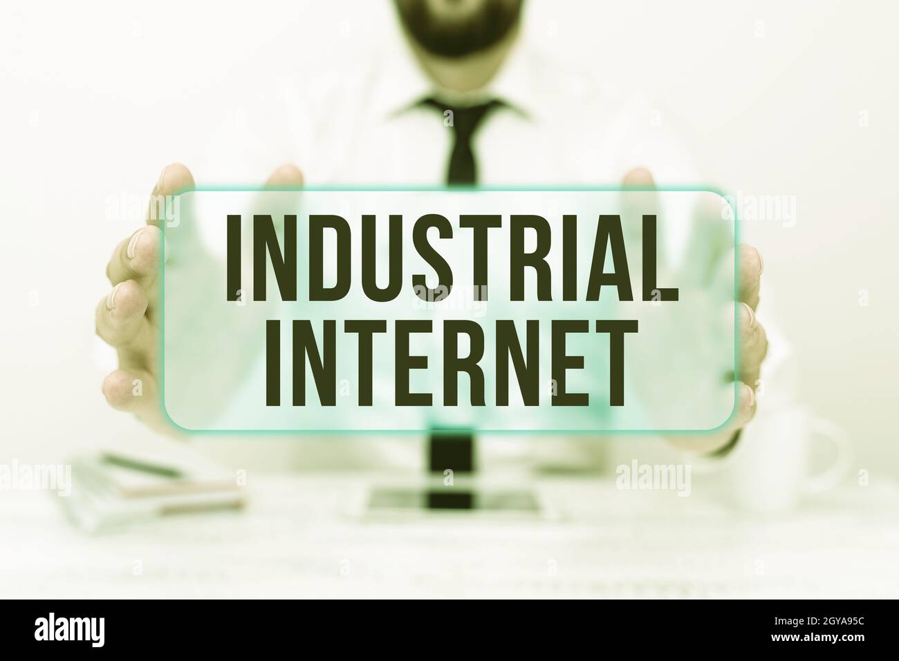 Sign displaying Industrial Internet, Business approach use of the ...