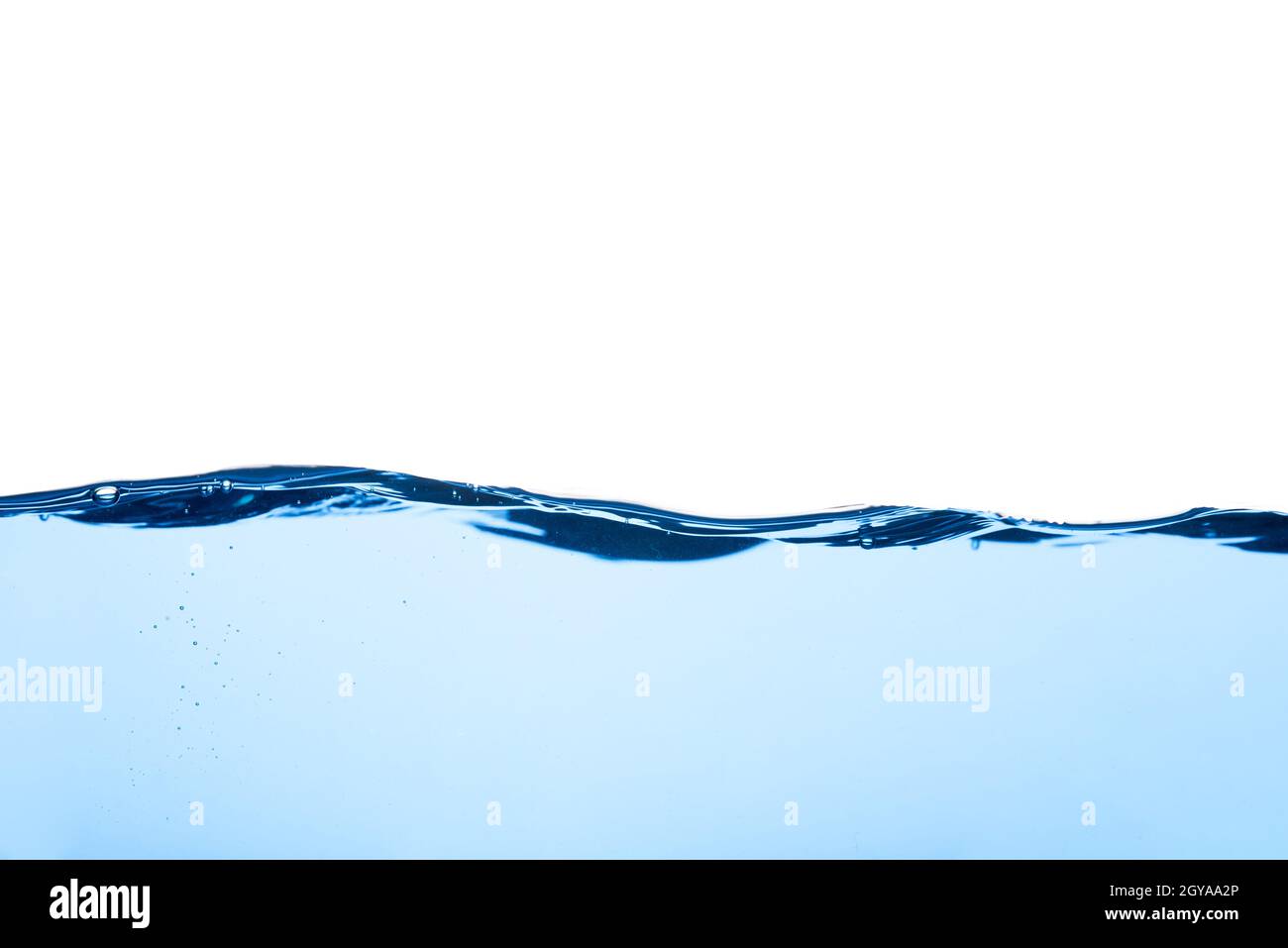 Abstract clean flow ripple surface on liquid. Light blue water wave with air bubbles and a ...