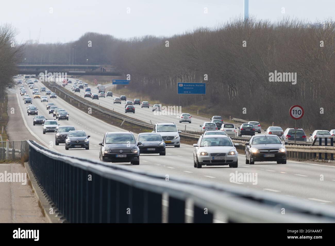 COPENHAGEN, DENMARK - Sep 15, 2021: The highway towards Copenhagen ...